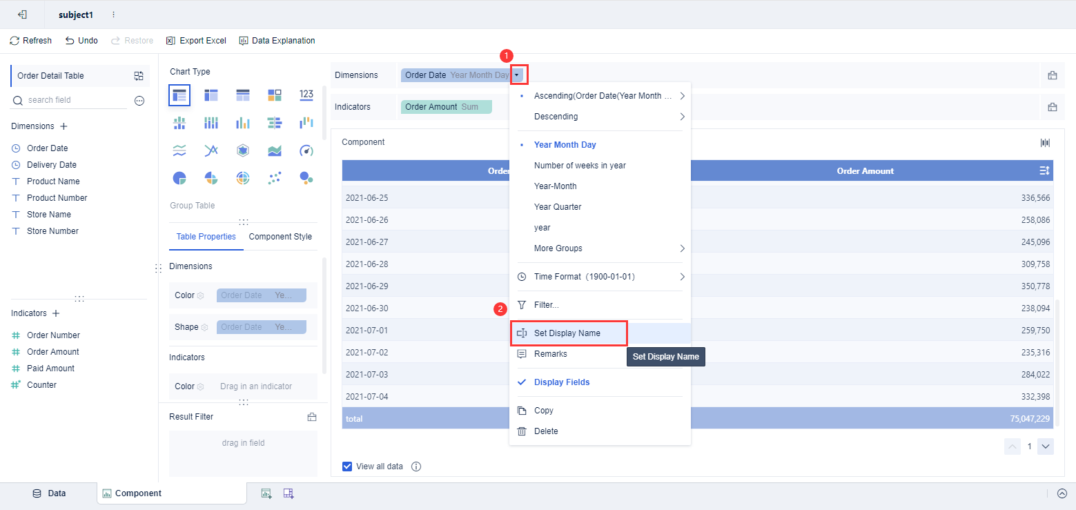 Setting Date Group and Format- FineBI Help Document