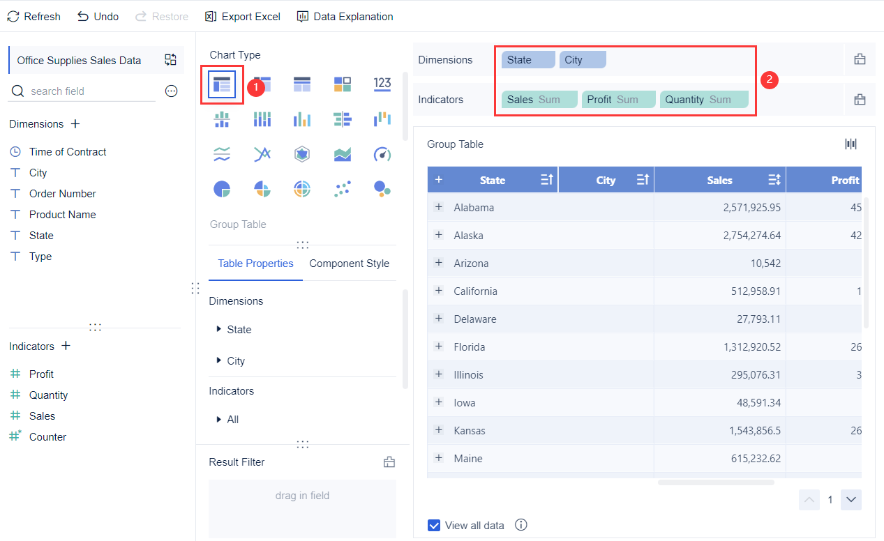 Linkage Settings Between Components- FineBI Help Document