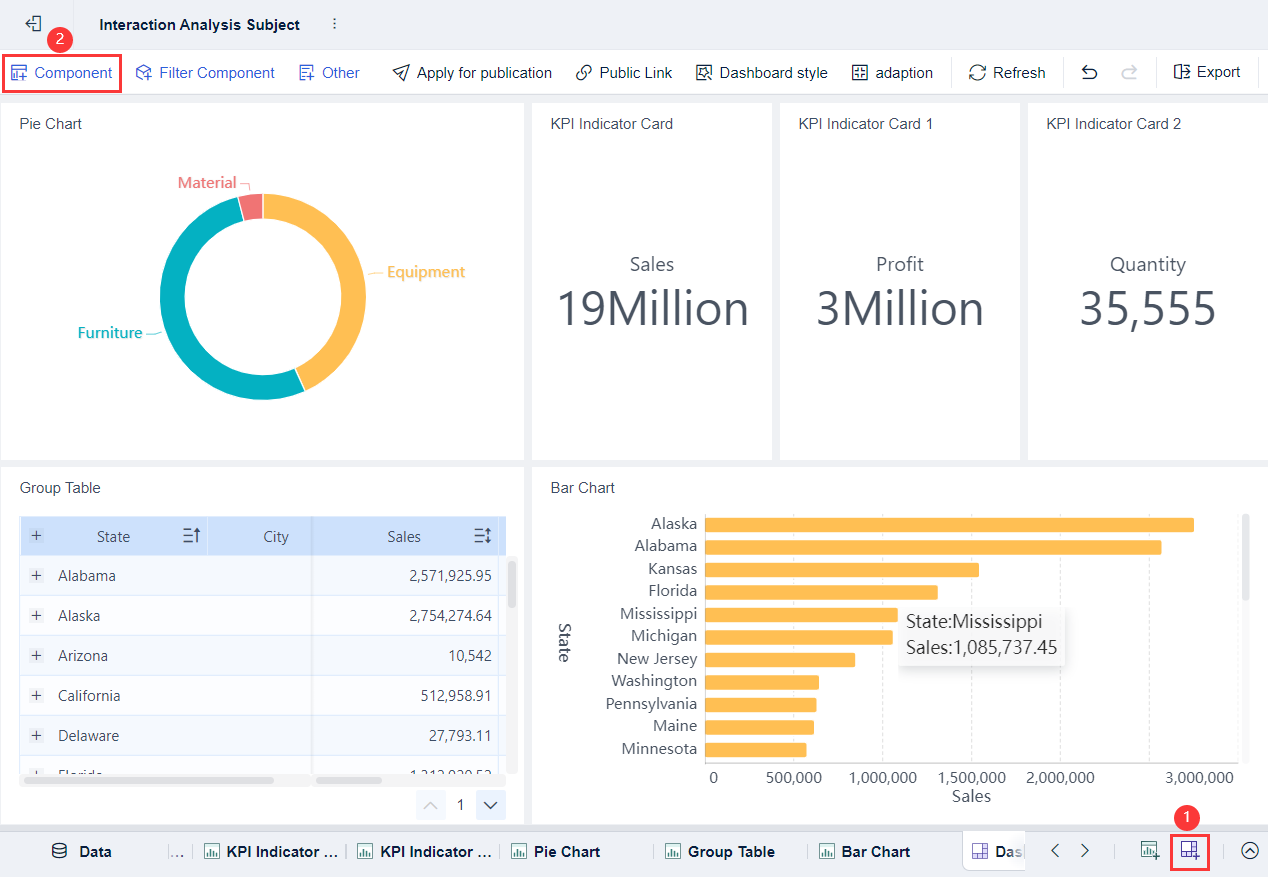Linkage Settings Between Components- FineBI Help Document