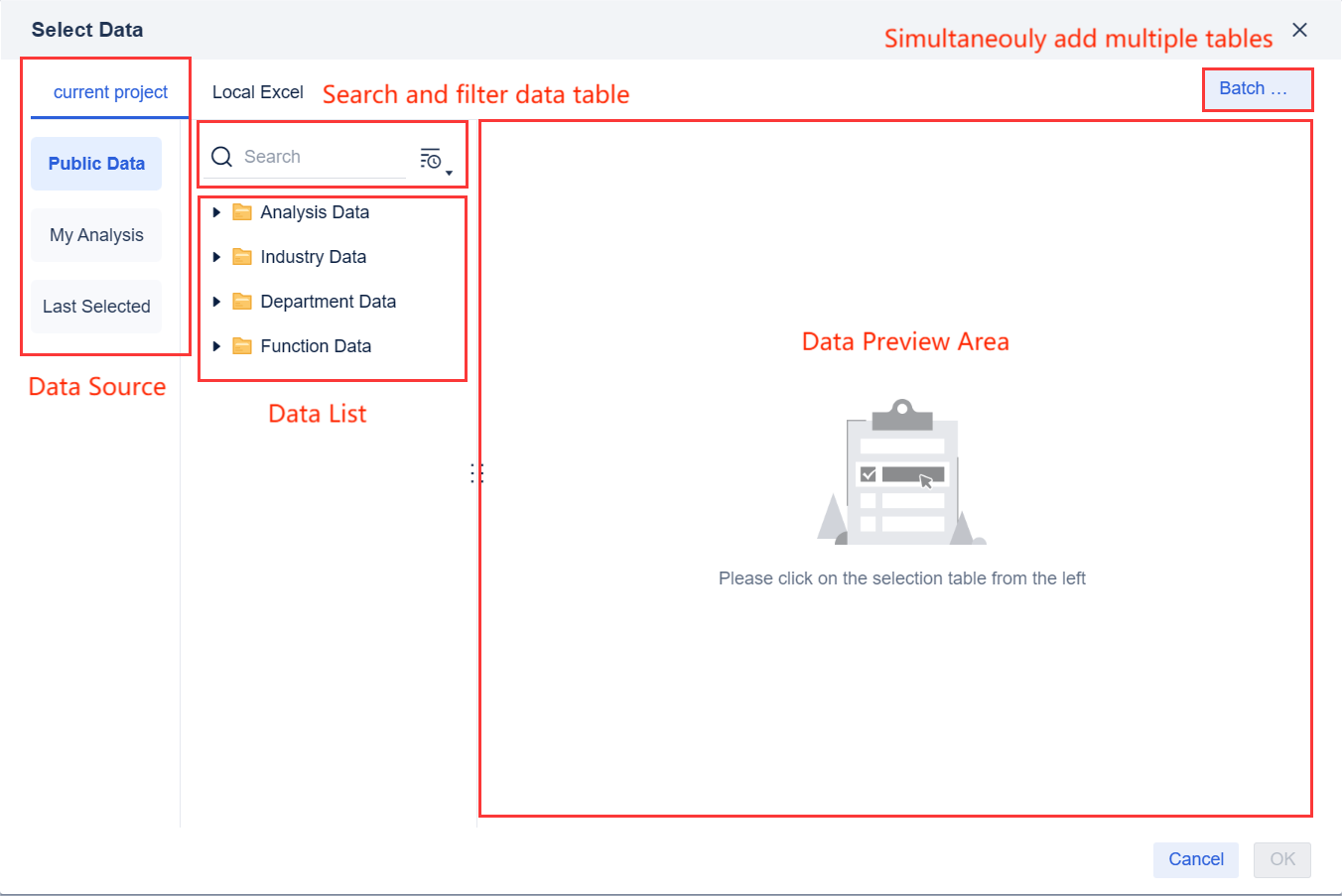 Adding Data in the Current Project- FineBI Document