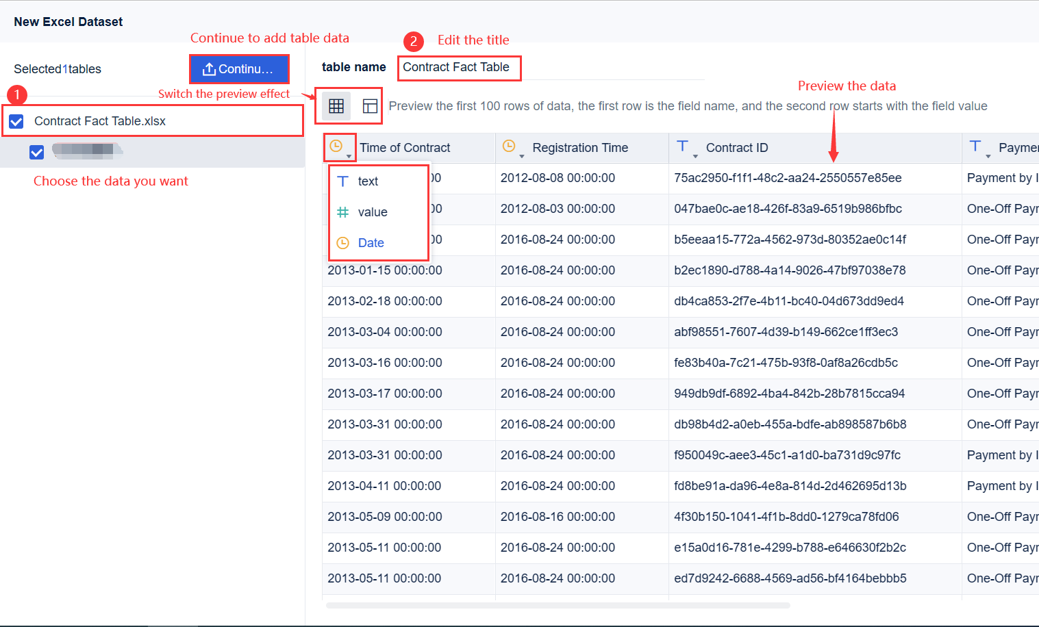 Adding Excel Data Finebi Help Document