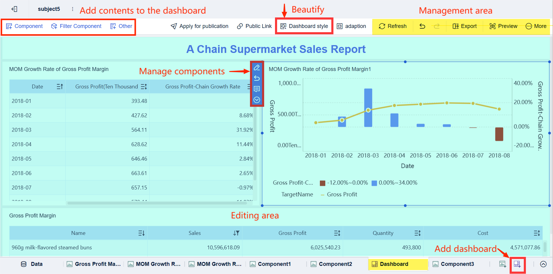 Adding Components for Interactivity- FineBI Help Document