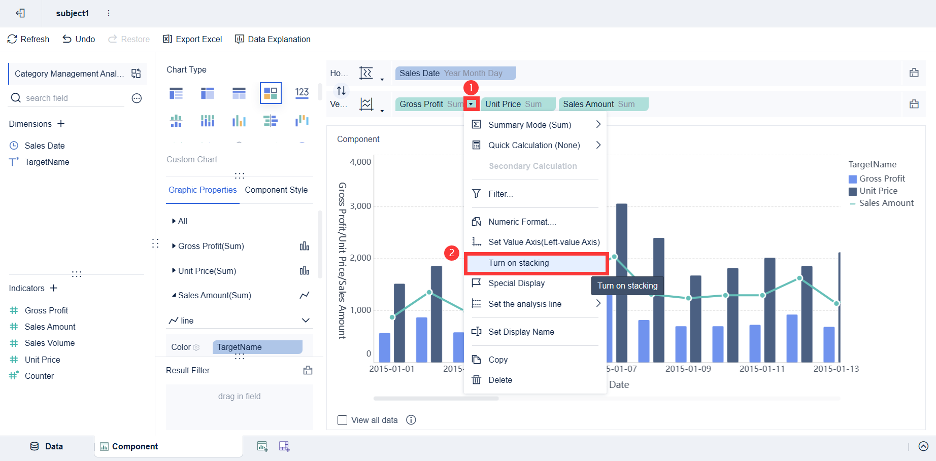 Combo Chart- FineBI Help Document