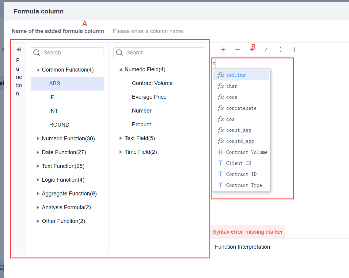 Adding Formula Column- FineBI Document