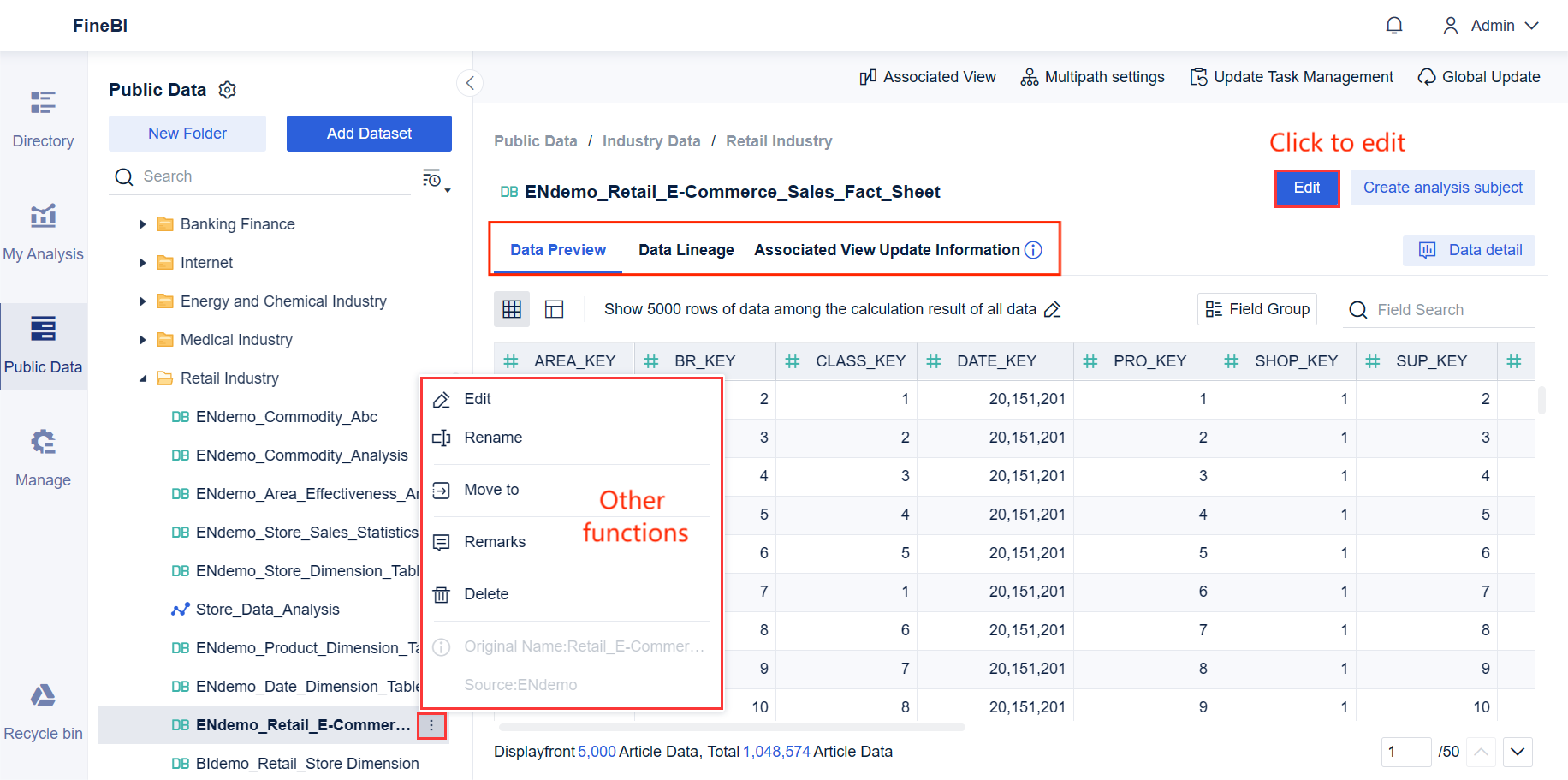 Data Management- FineBI Document