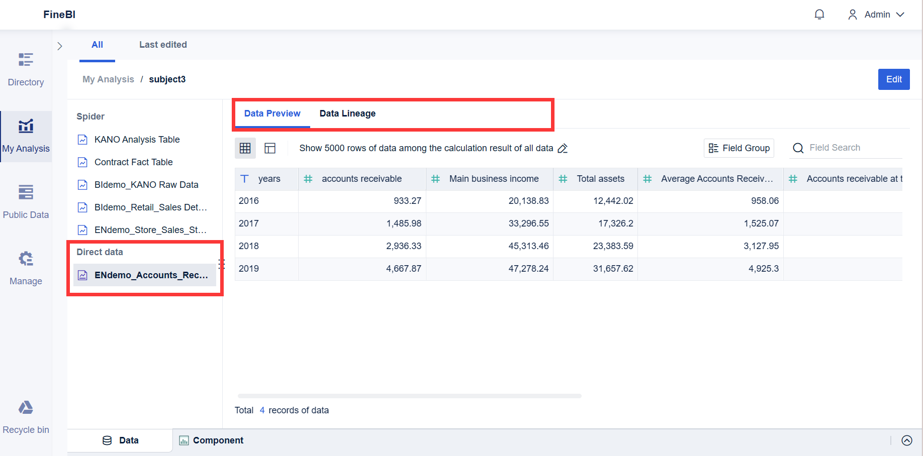 Data Management- FineBI Document