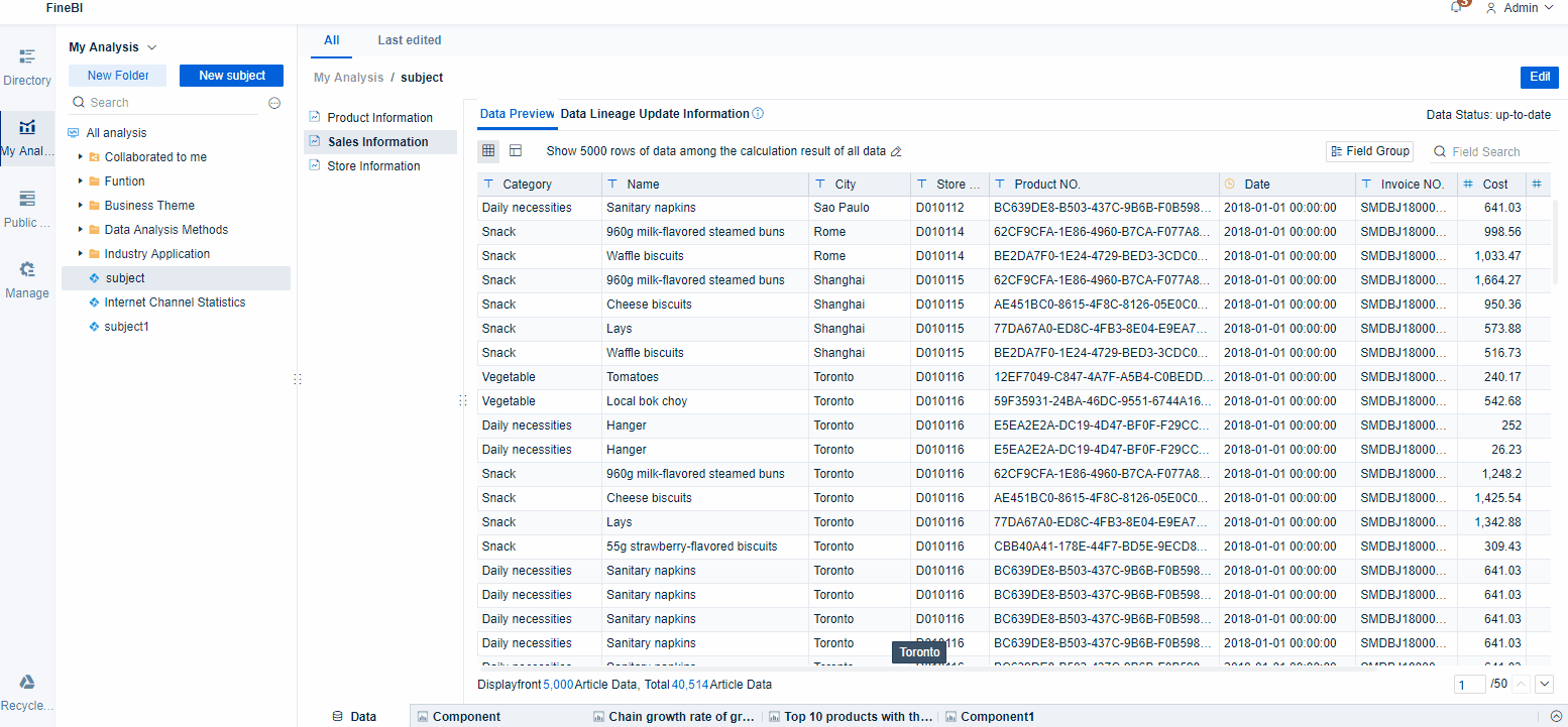 Analyzing in the Table- FineBI Document