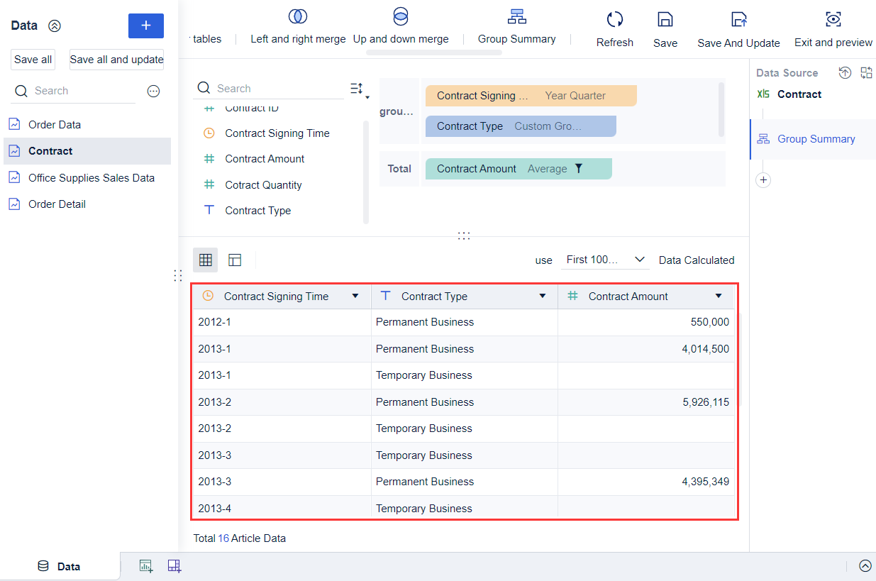 Group Summary- FineBI Help Document