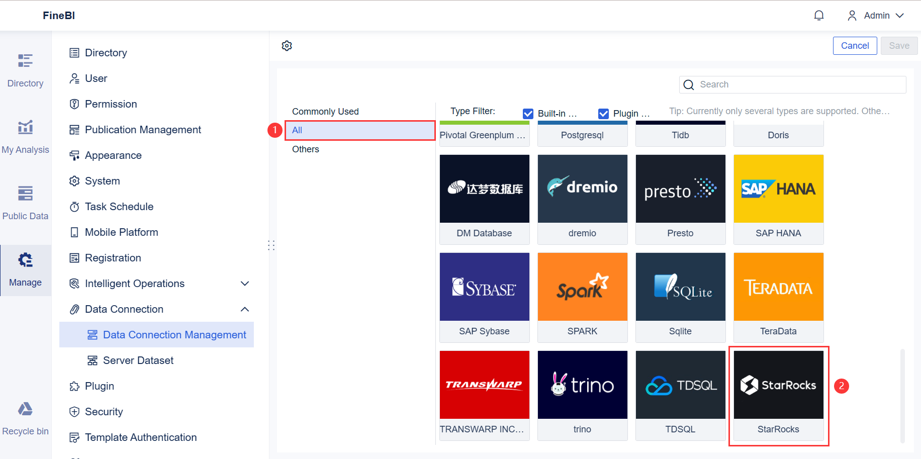 StarRocks Data Connection- FineBI Help Document