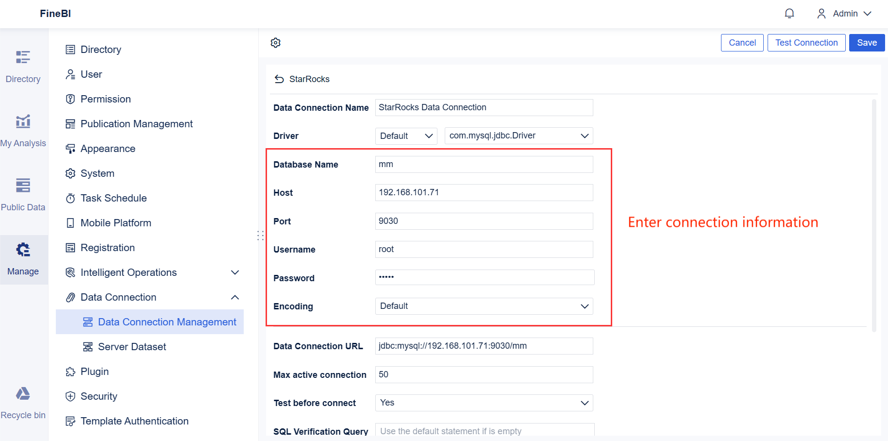 StarRocks Data Connection- FineBI Help Document