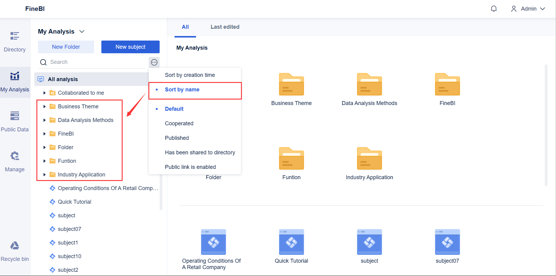 Managing My Analysis- FineBI Help Document