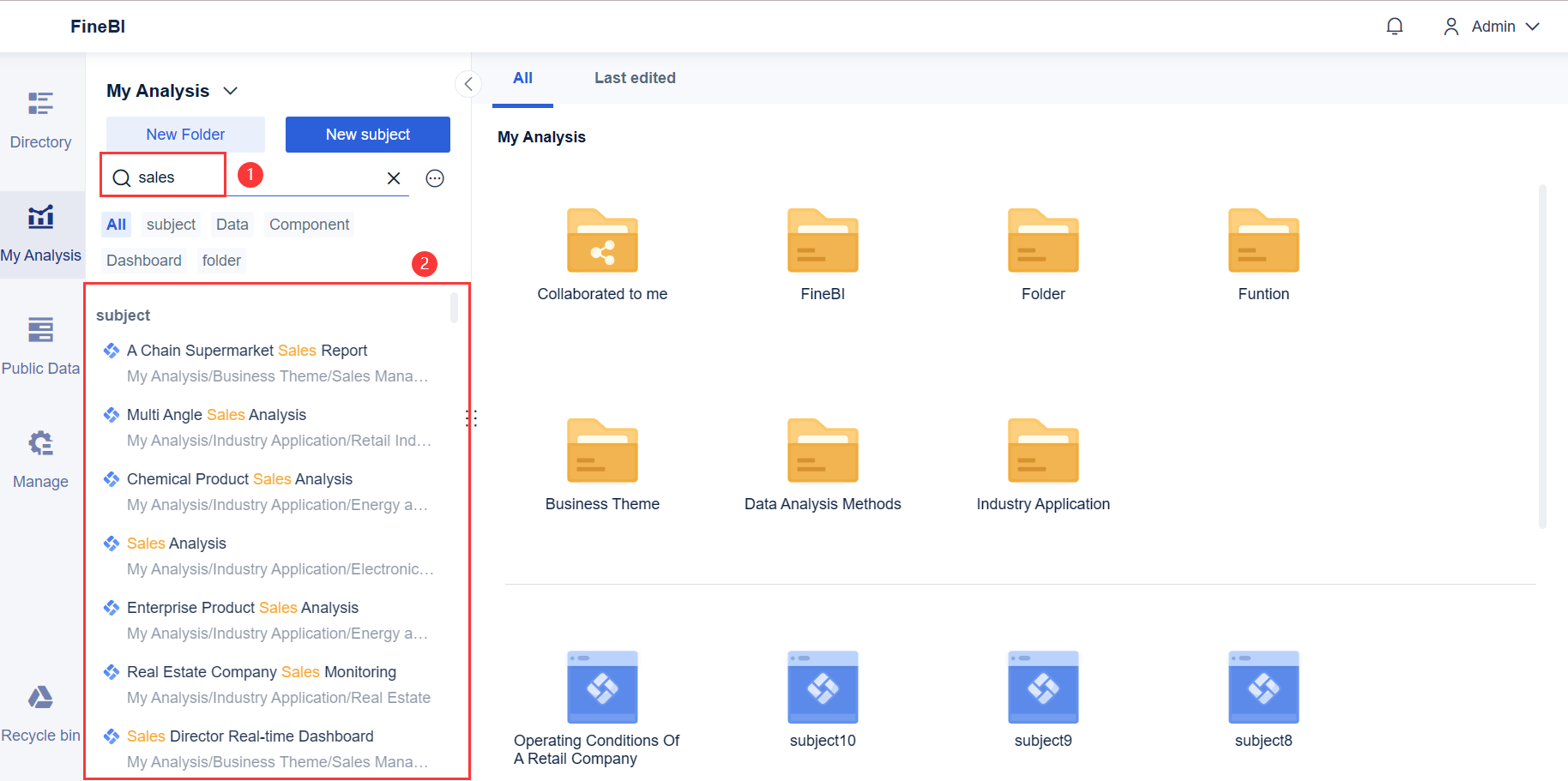 Managing My Analysis- FineBI Help Document
