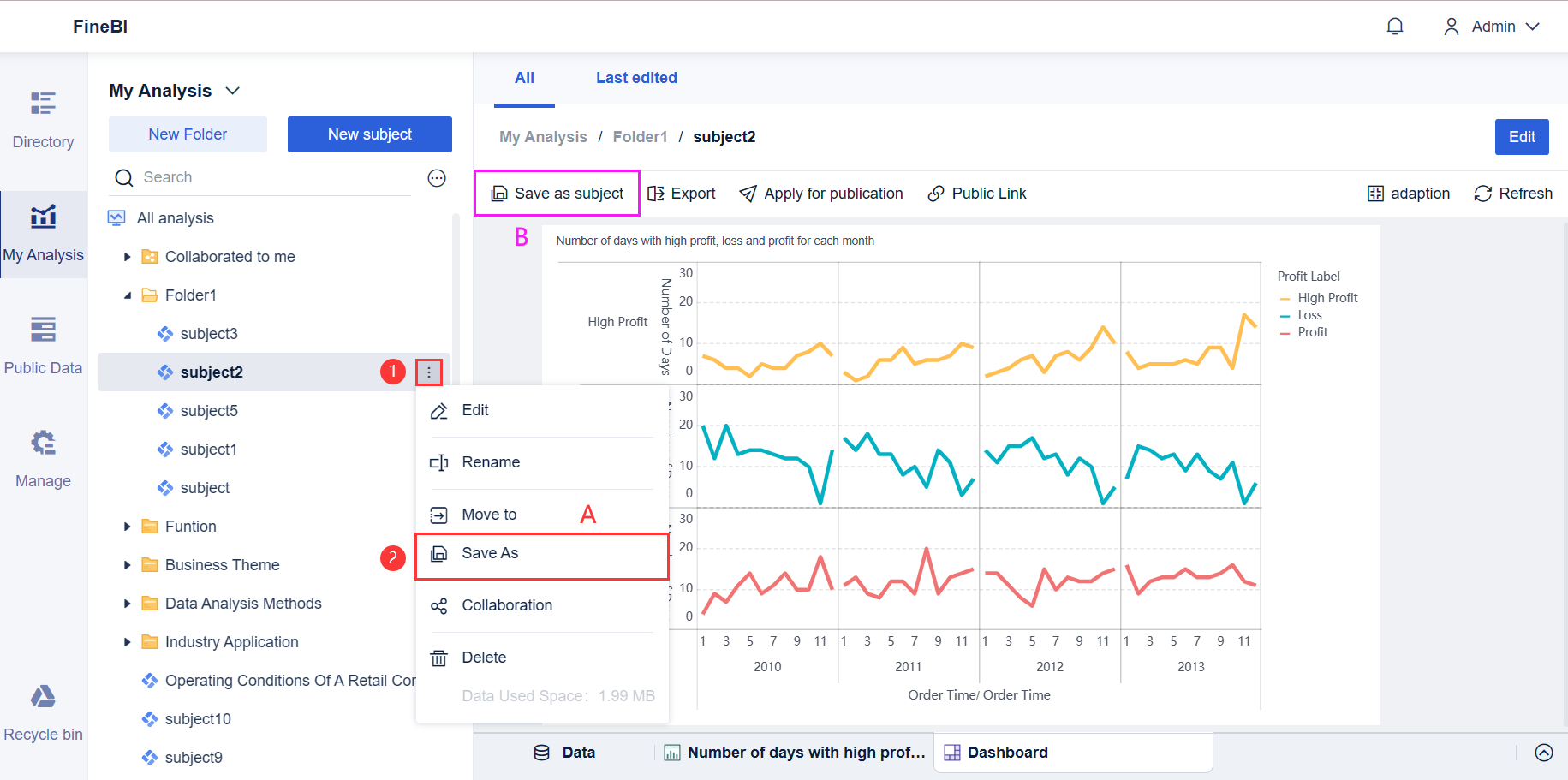 Managing Analysis Subjects- FineBI Document
