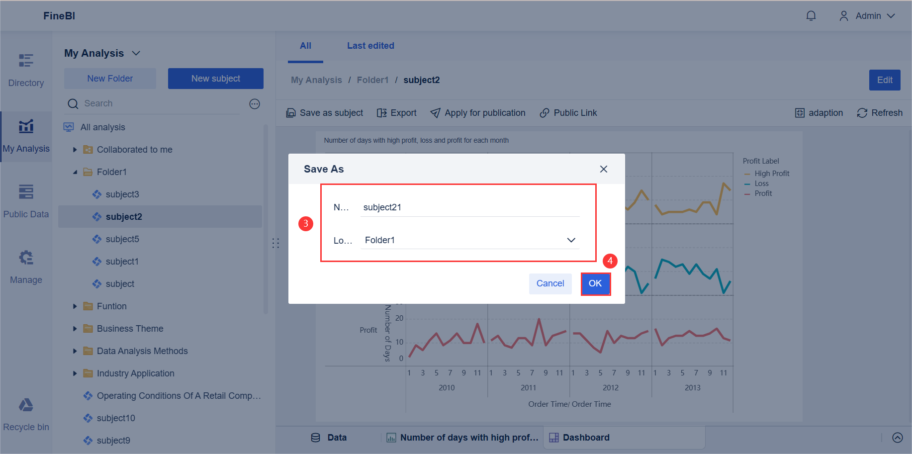 Managing Analysis Subjects- FineBI Document