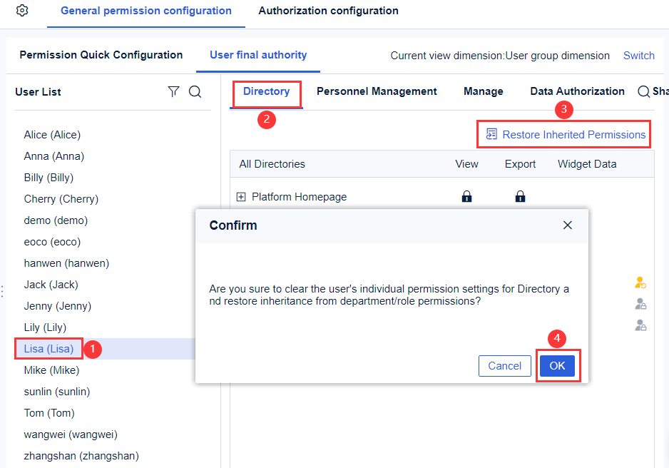 Assigning Permissions Based on Users- FineBI Help Document