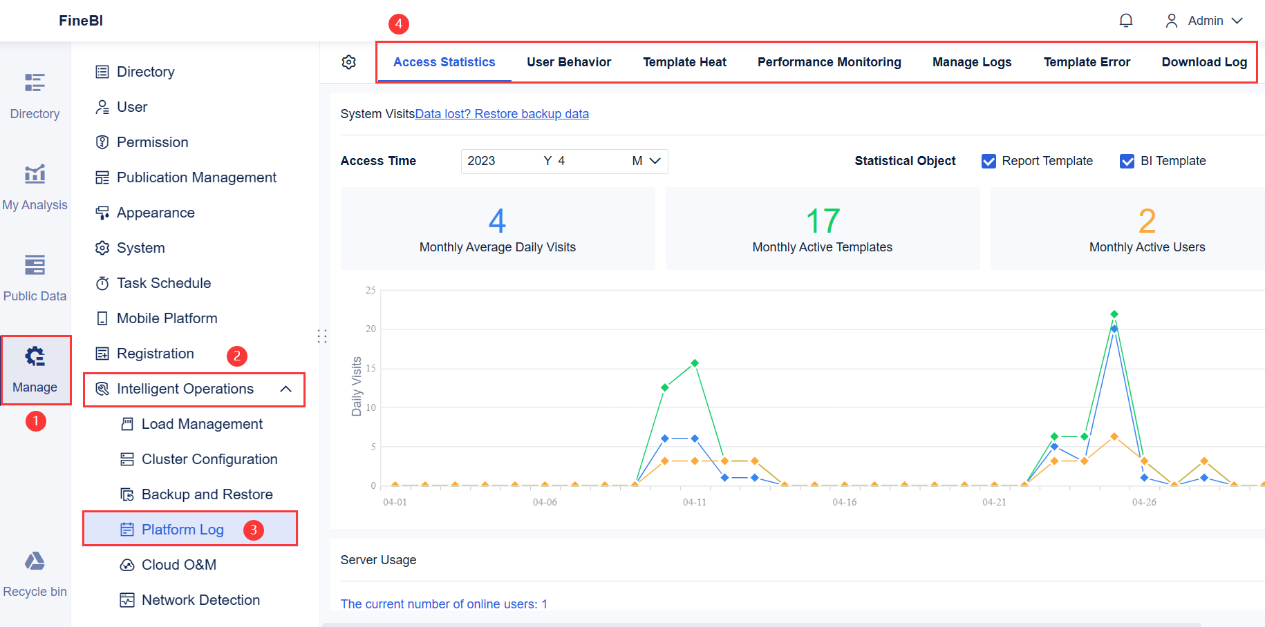 Platform Log- FineBI Help Document