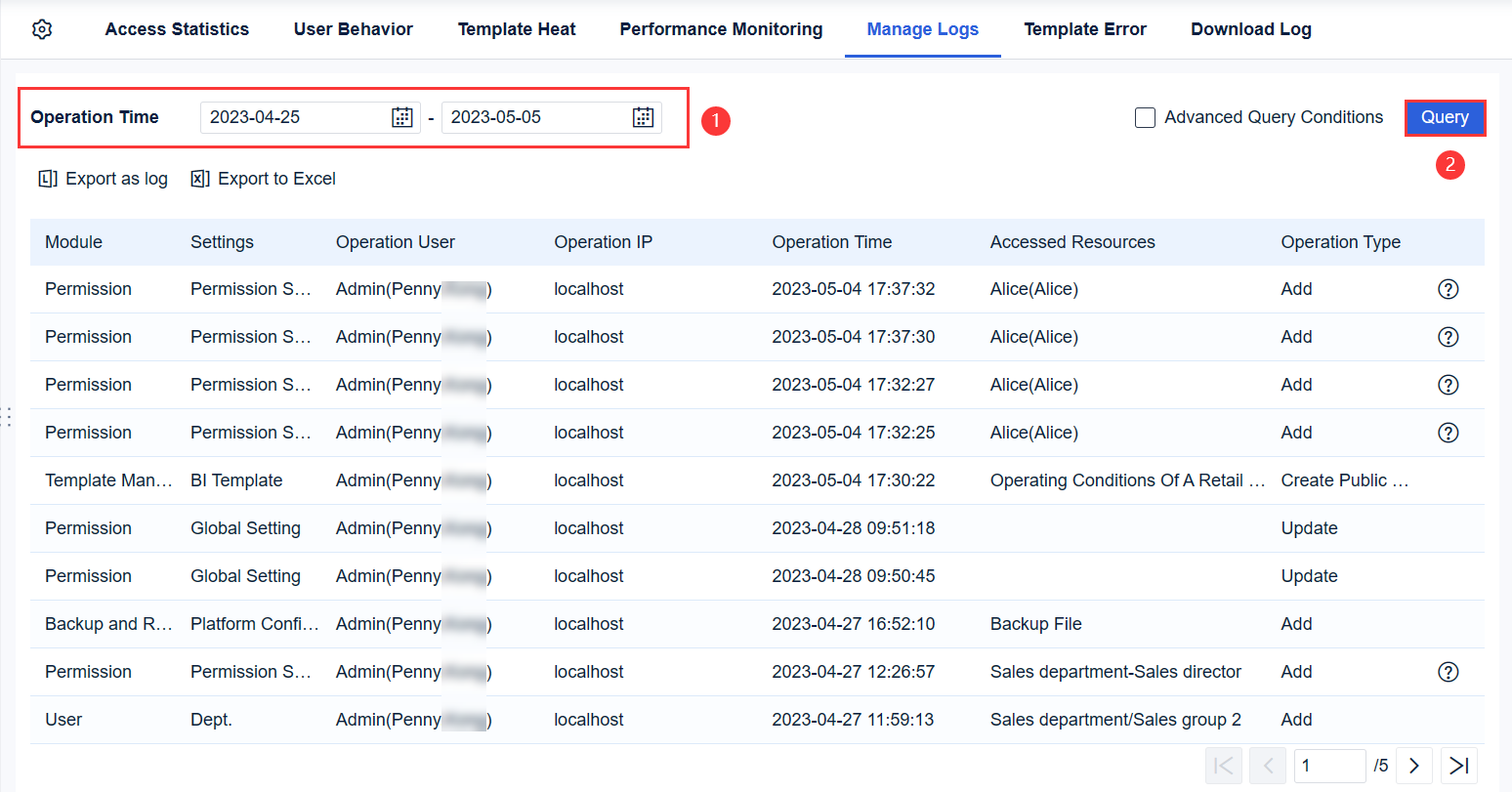Platform Log- FineBI Help Document