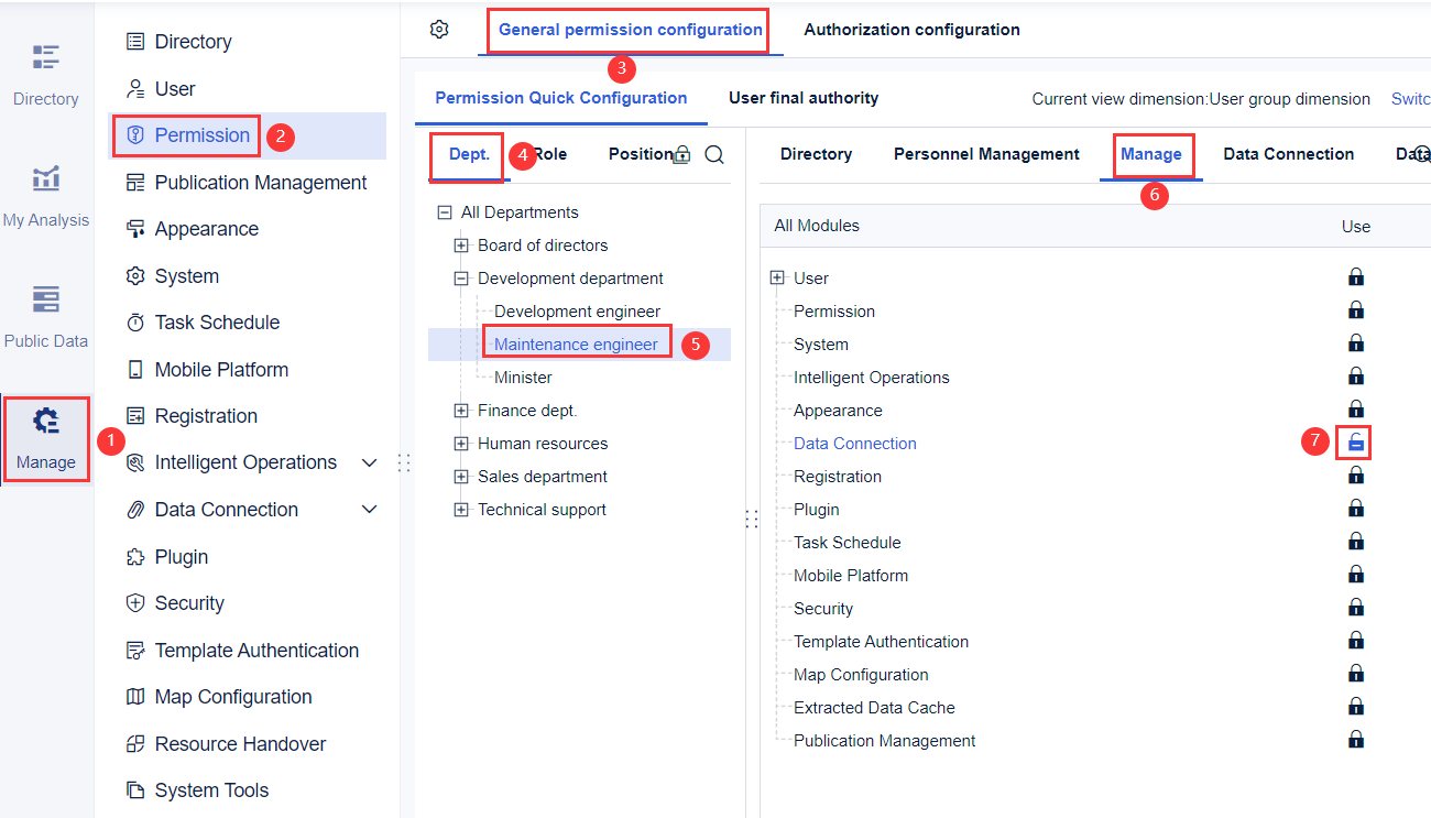Using Permission of Data Connection- FineBI Help Document