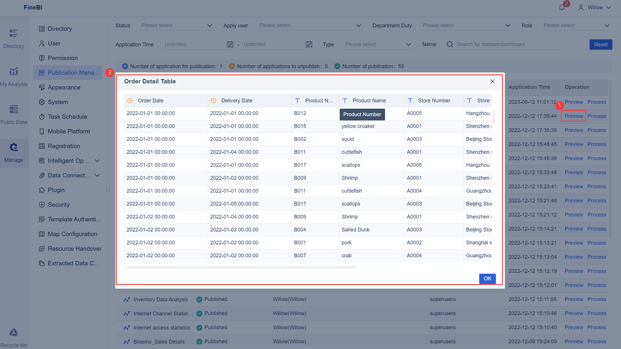 Publication Management- FineBI Help Document