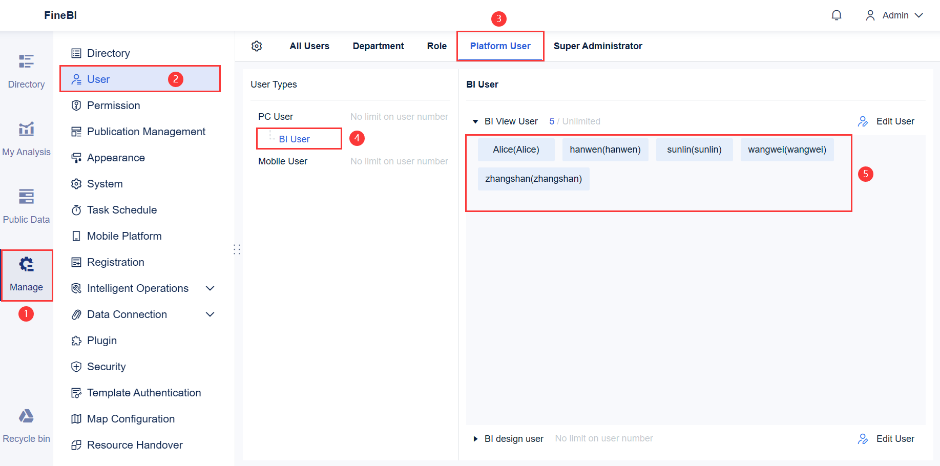 Viewing Permission of Directory- FineBI Help Document