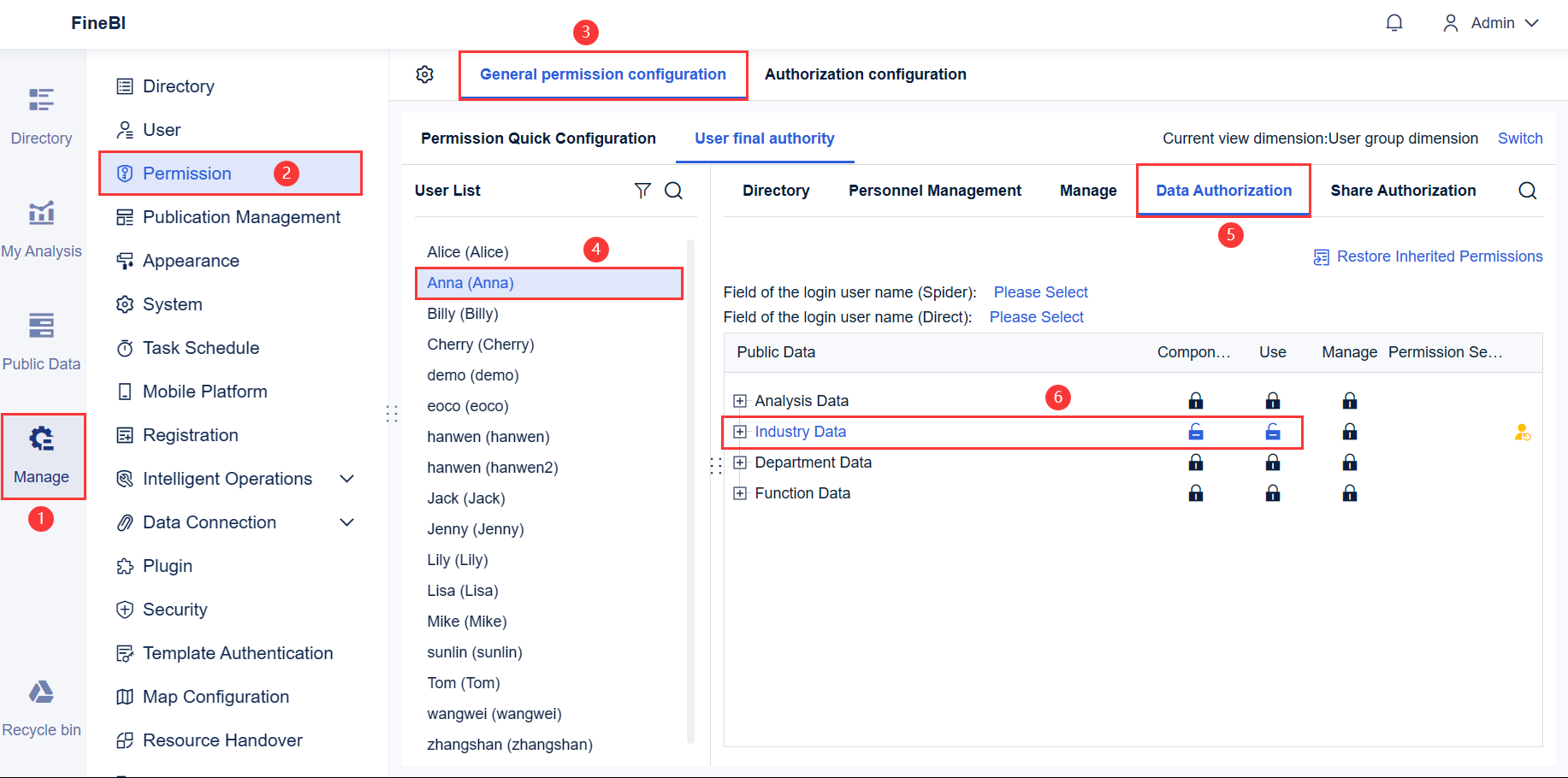 Using Permission of Public Data- FineBI Help Document