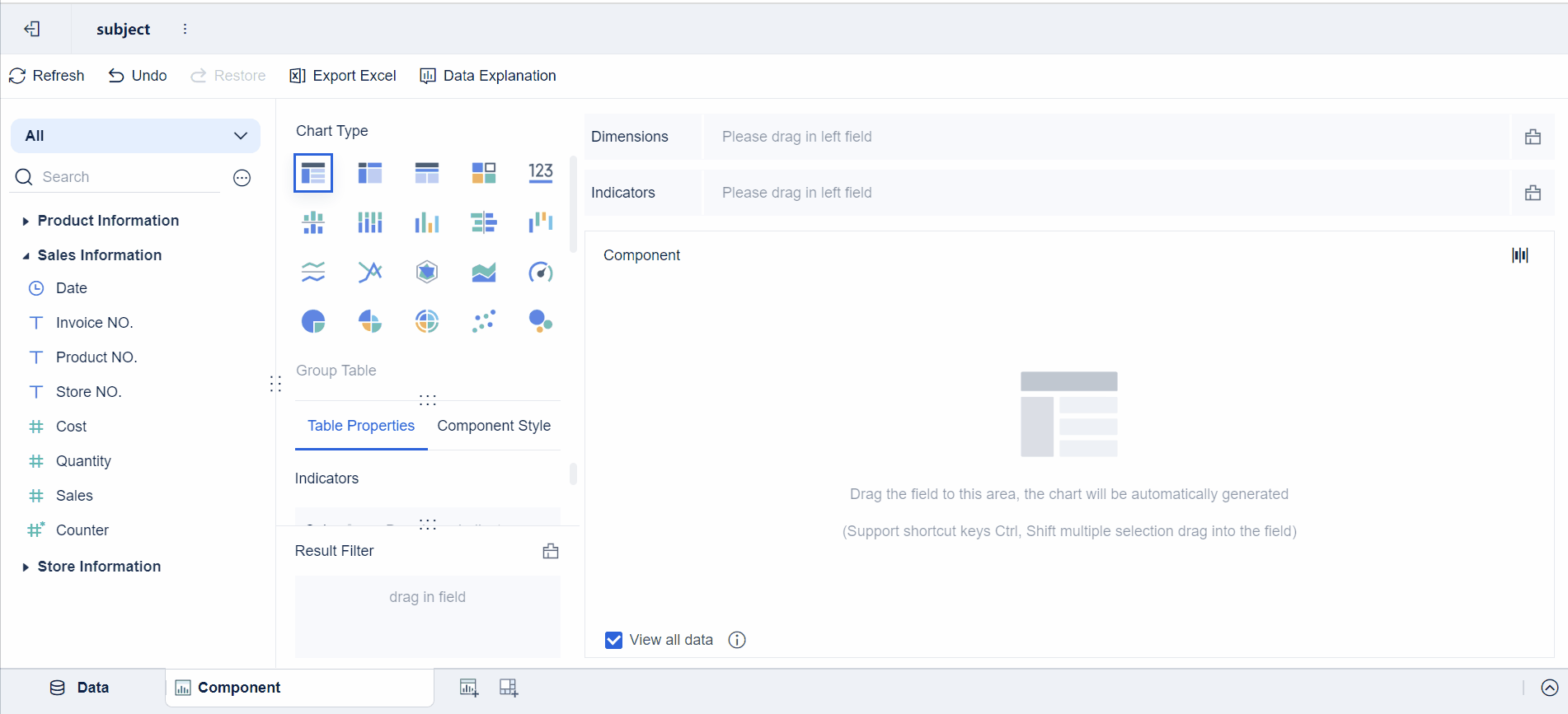 Overview of the Settings of the Area to be Analyzed- FineBI Help Document