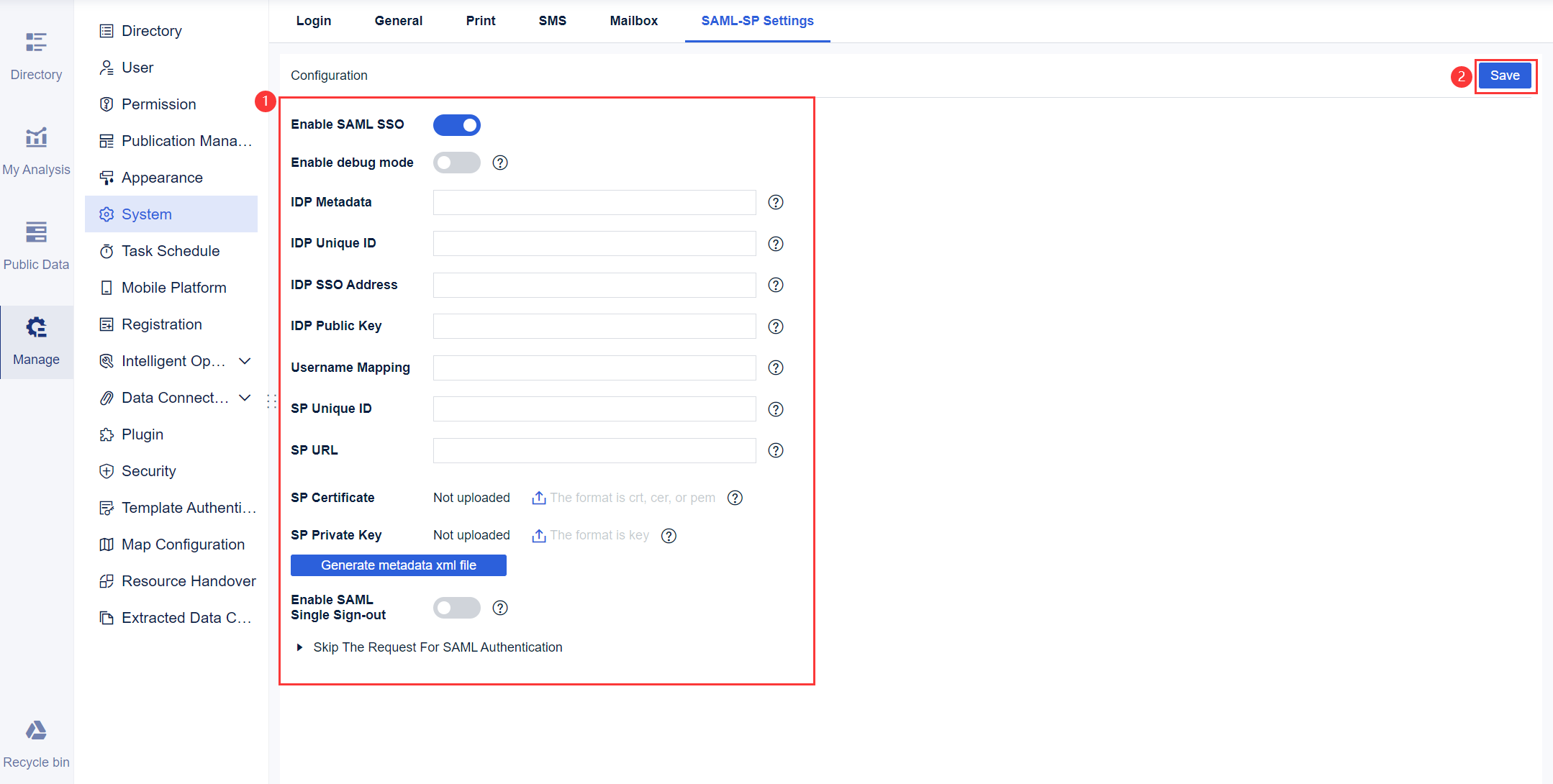 SAML Single Sign-On Plugin- FineBI Document
