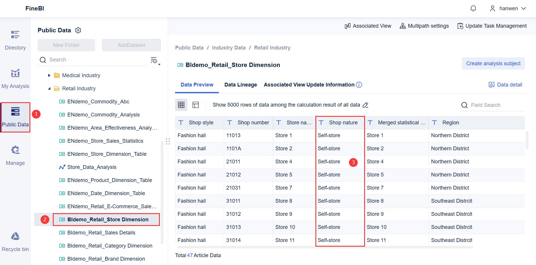Assigning Partial Data Permission of a Data Table- FineBI Help Document