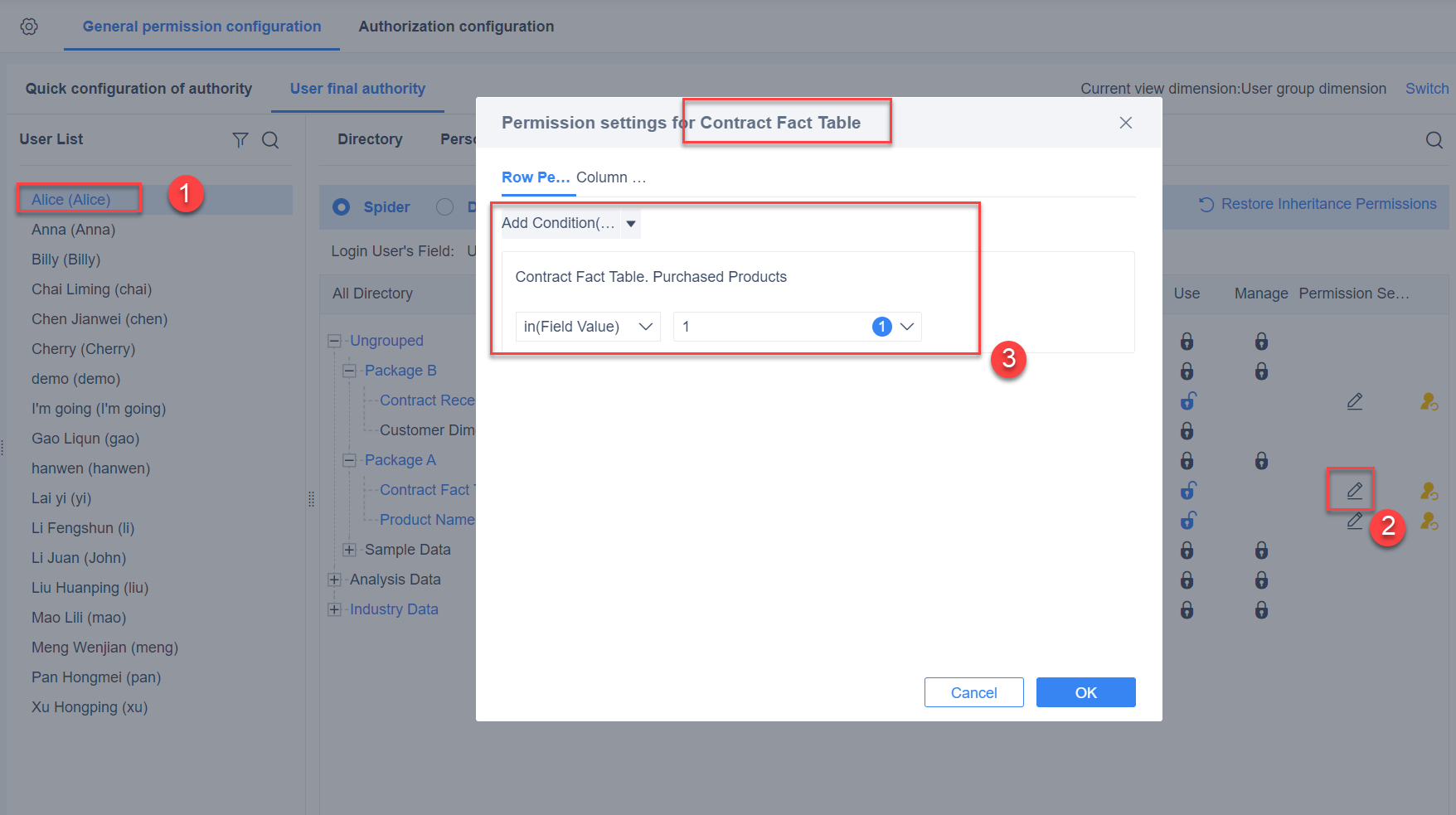 Special Scenarios for Row and Column Permissions- FineBI Document