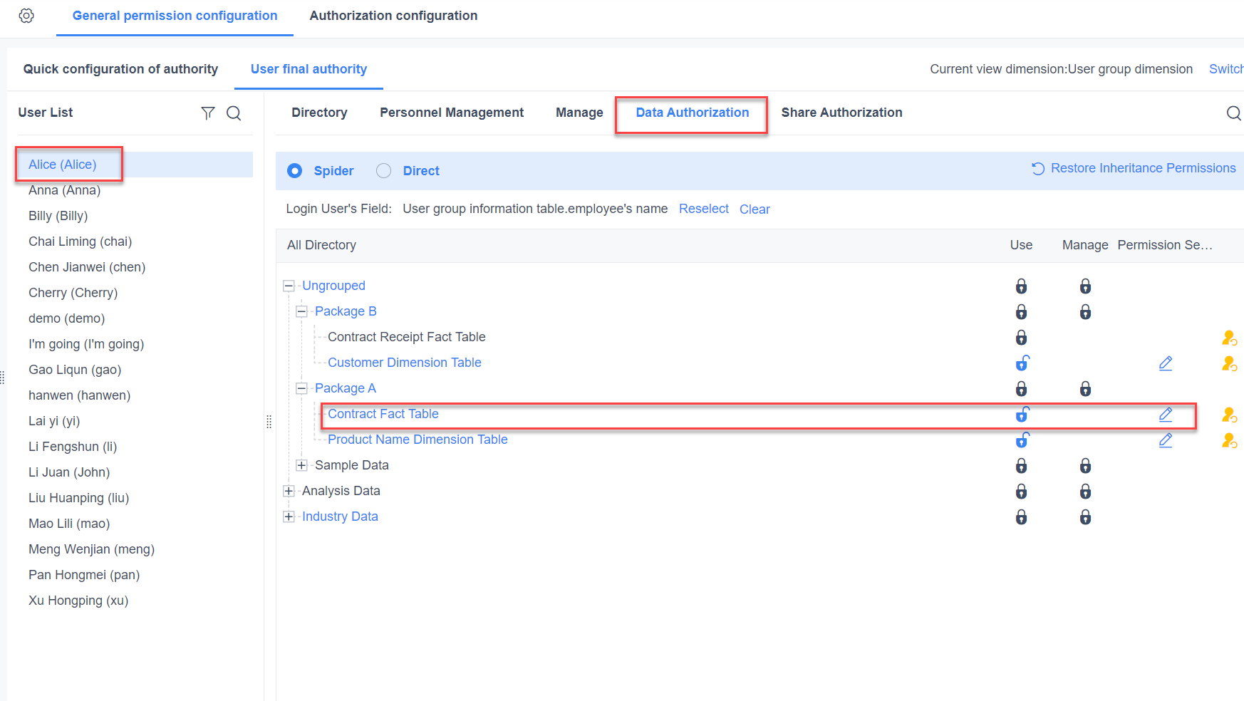 Special Scenarios for Row and Column Permissions- FineBI Help Document