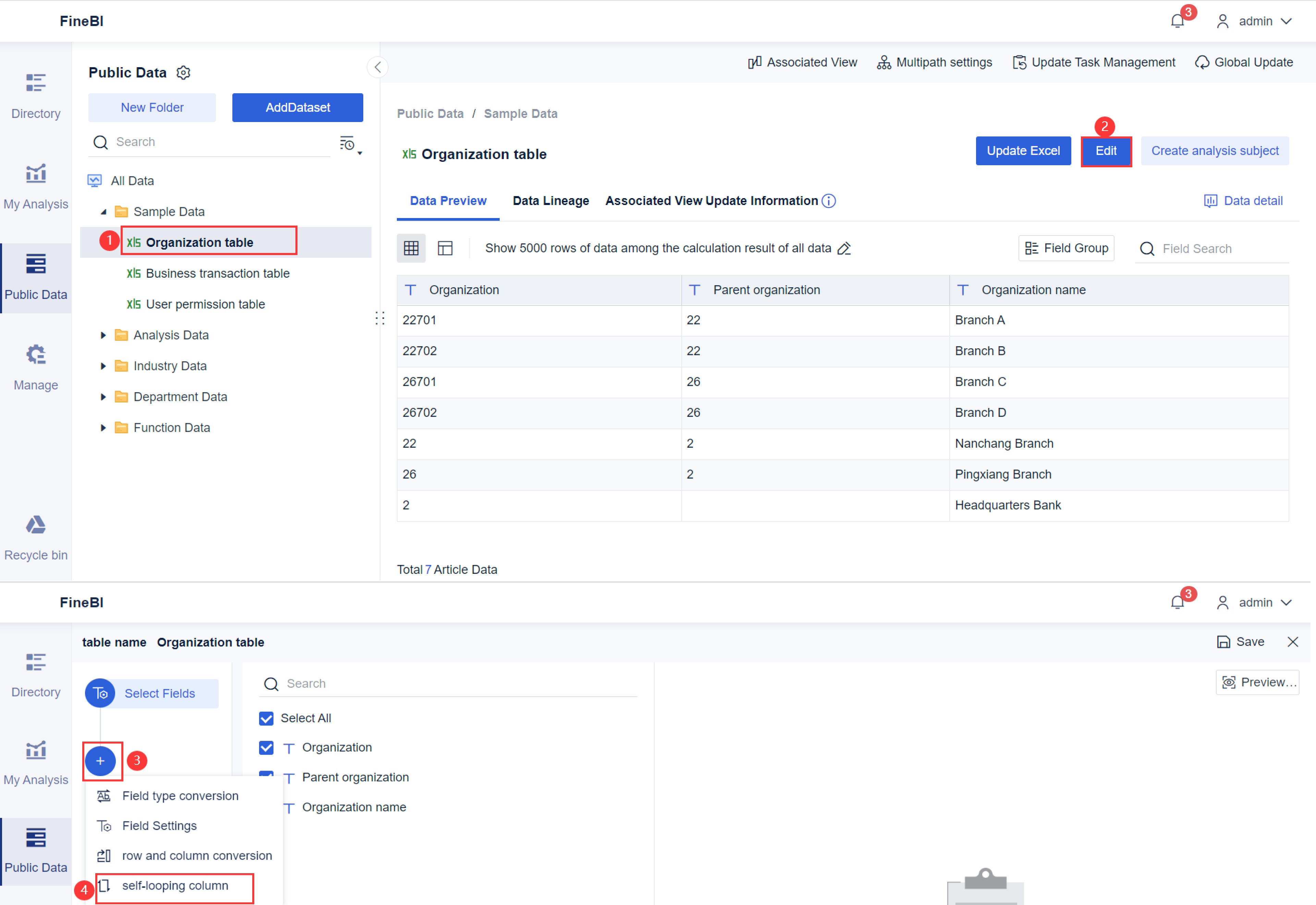 Assigning Permission for a Multi-level Organization- FineBI Help Document
