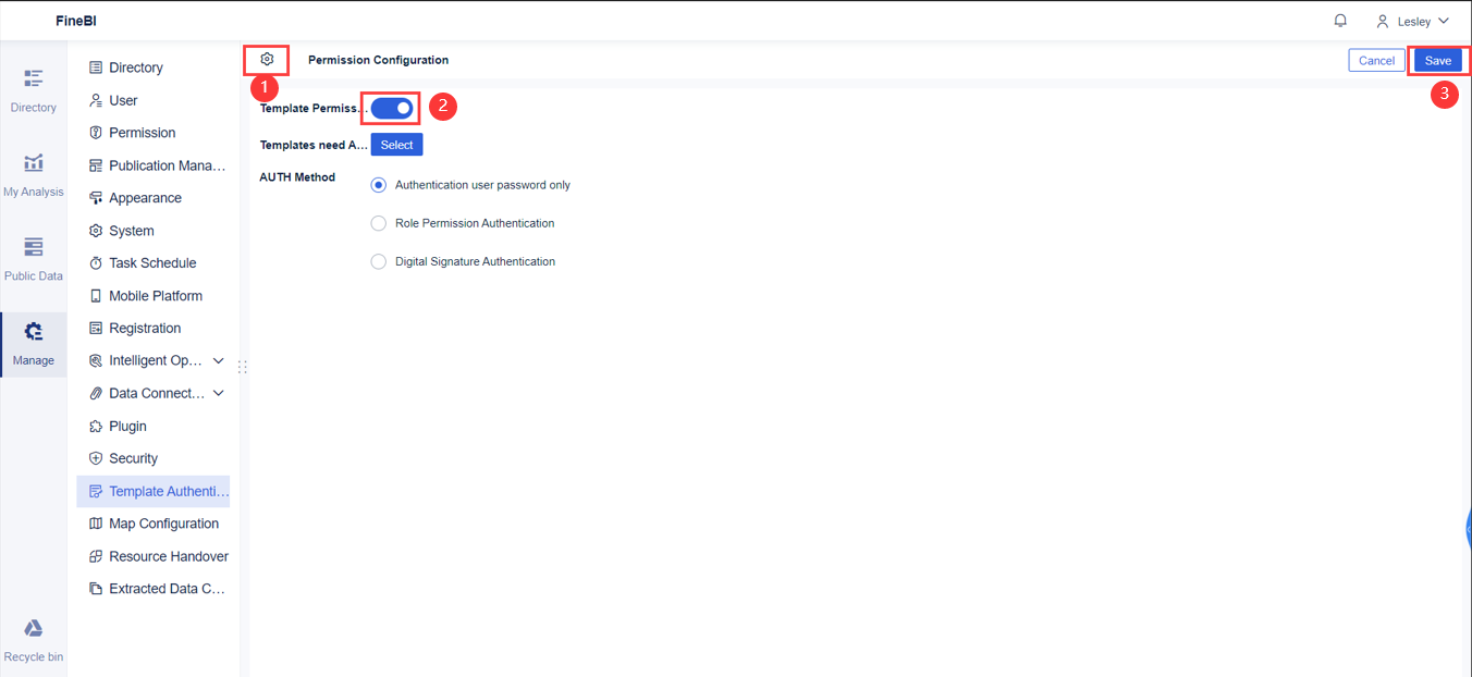 Template Authentication- FineBI Help Document