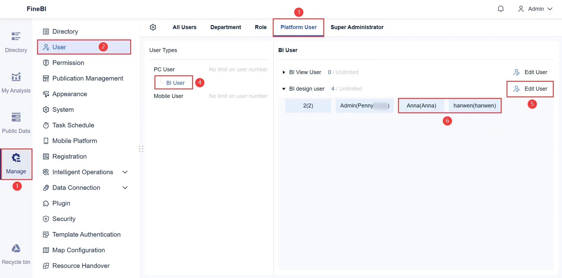 Viewing Corresponding Data Based on the Login User's Information — Example Two- FineBI Document