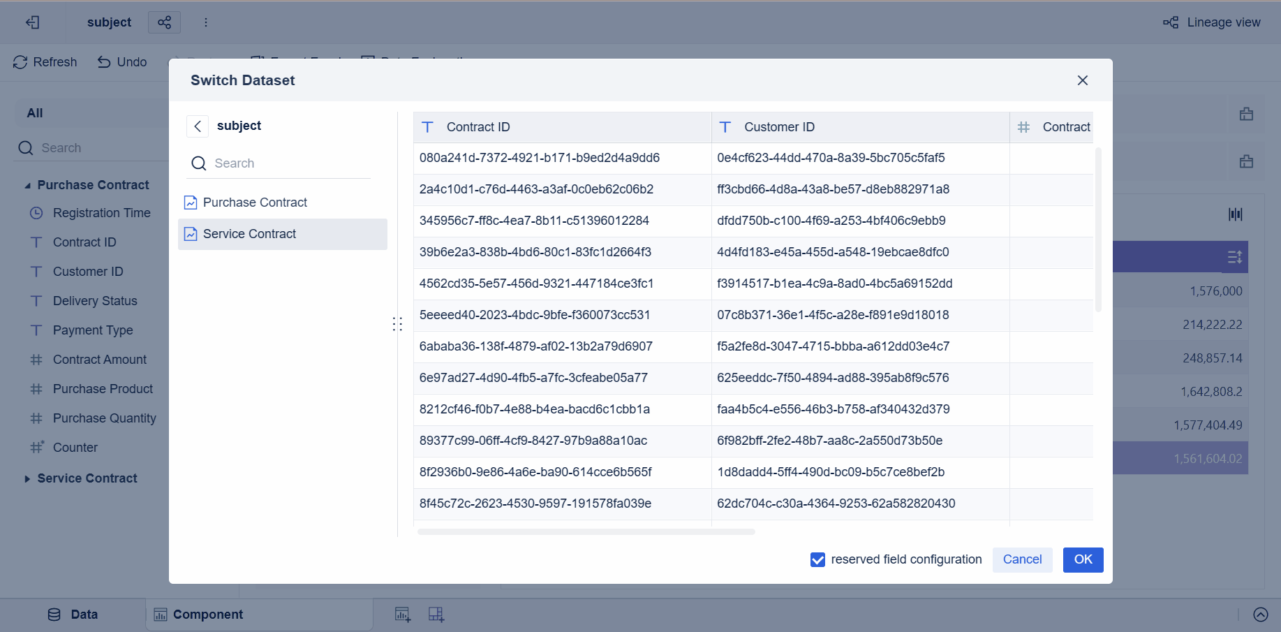 Dataset Switching Within a Component- FineBI Help Document