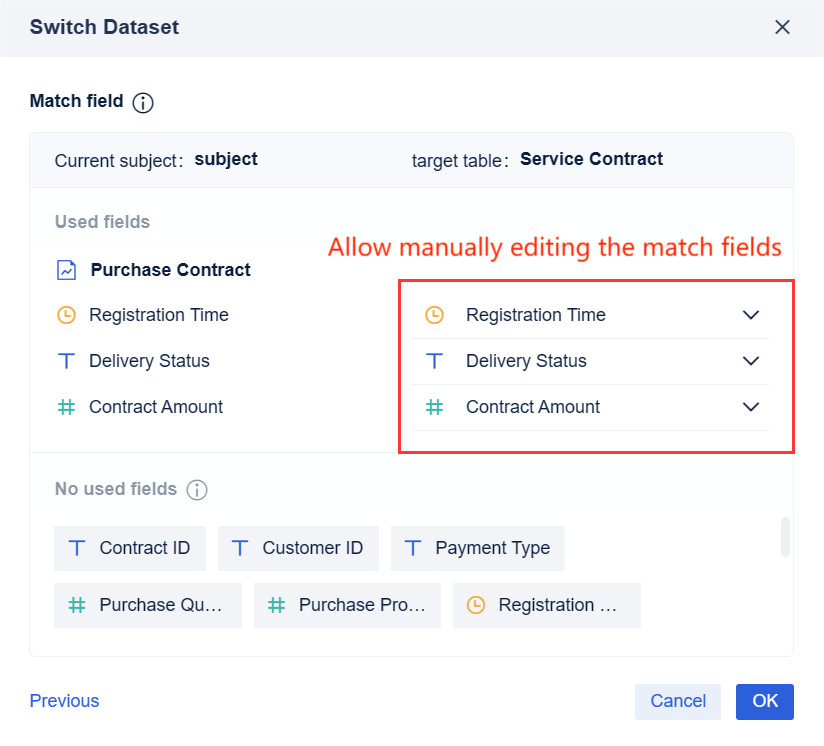 Dataset Switching Within a Component- FineBI Help Document