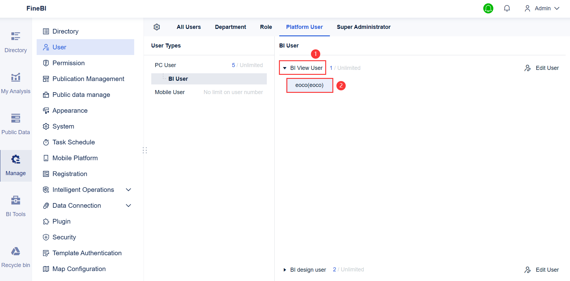 Platform Users- FineBI Document