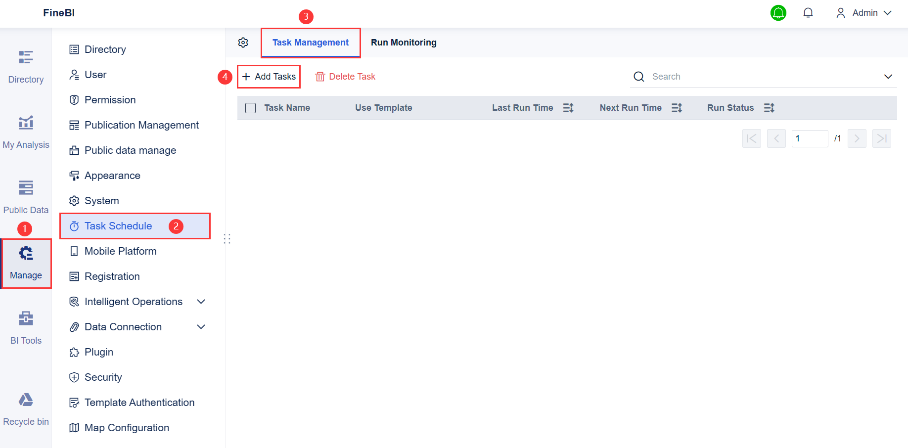 Setting a Scheduled Task- FineBI Help Document