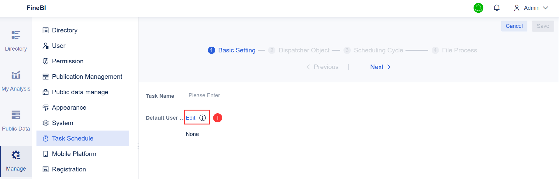 Setting a Scheduled Task- FineBI Help Document