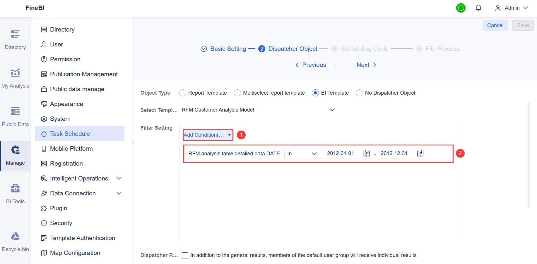 Setting a Scheduled Task- FineBI Help Document