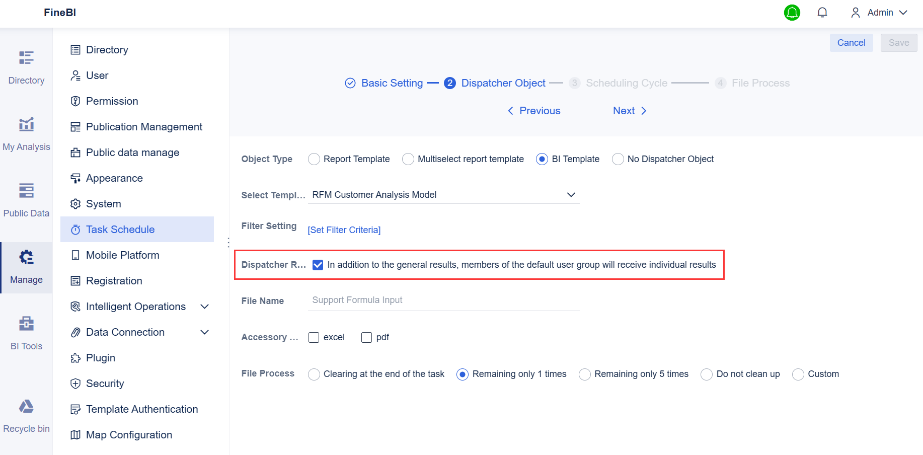 Setting a Scheduled Task- FineBI Document