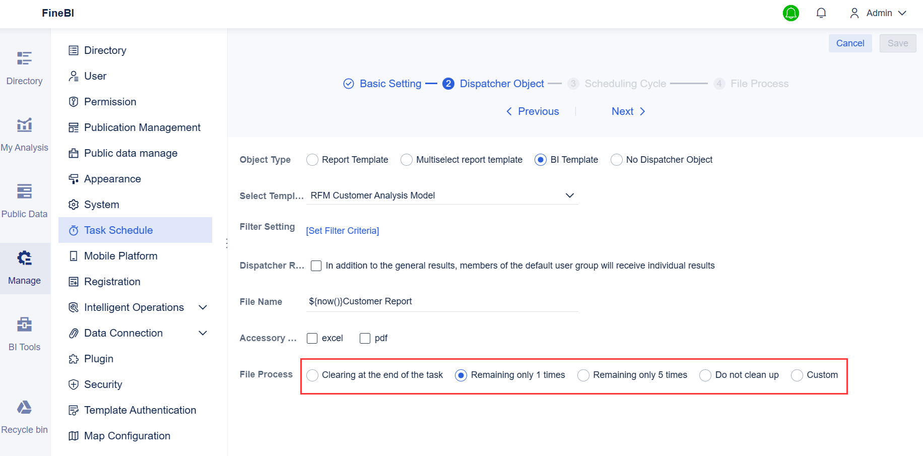 Setting a Scheduled Task- FineBI Document