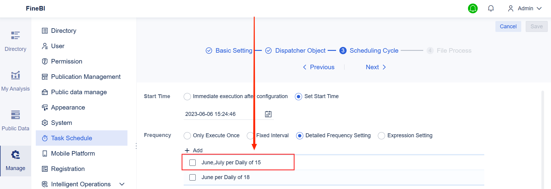 Setting a Scheduled Task- FineBI Document