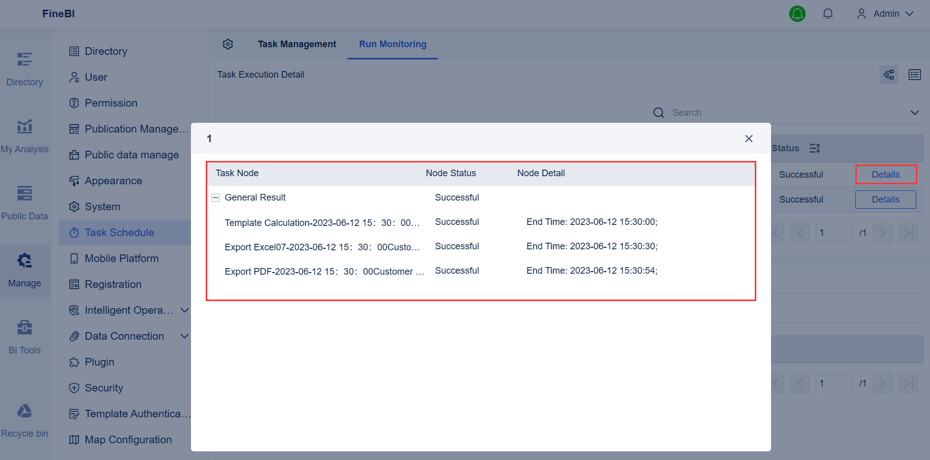 Managing a Scheduled Task- FineBI Help Document
