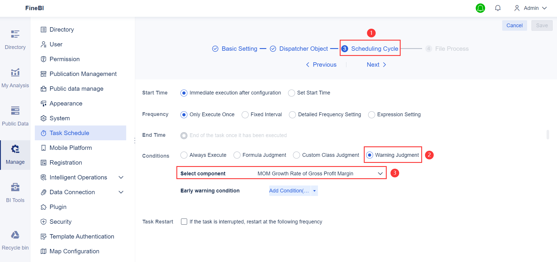 Component Warning in Task Schedule- FineBI Document