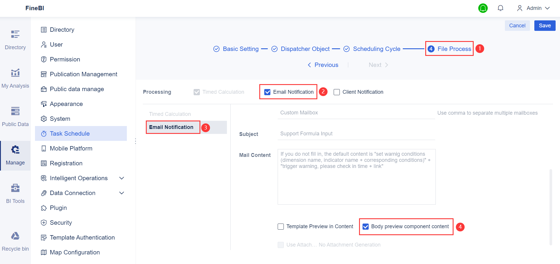 Component Warning in Task Schedule- FineBI Document