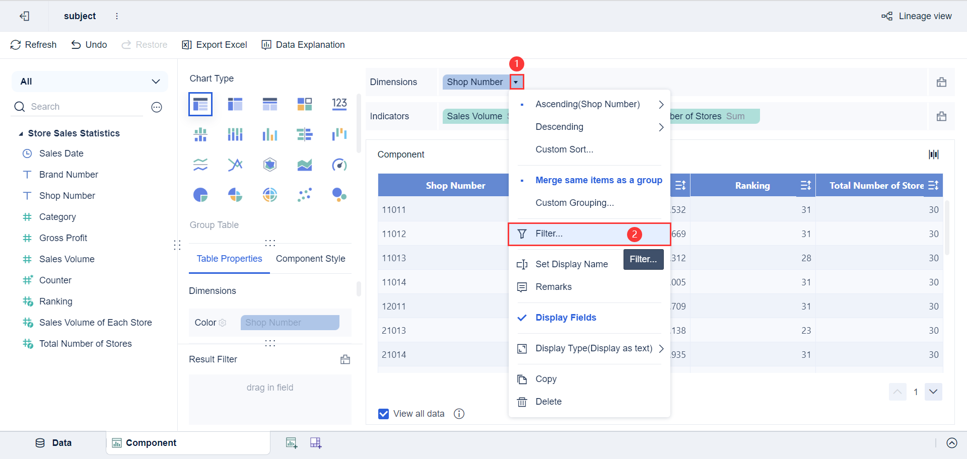 Displaying the Top N Dynamically- FineBI Help Document