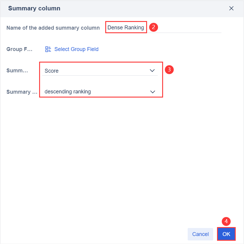 Dense Ranking- FineBI Help Document