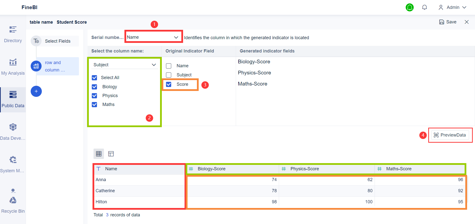 Row-to-Column Conversion- FineBI Help Document