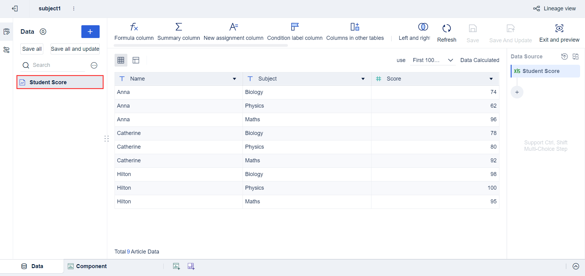 Changing Rows to Columns- FineBI Help Document