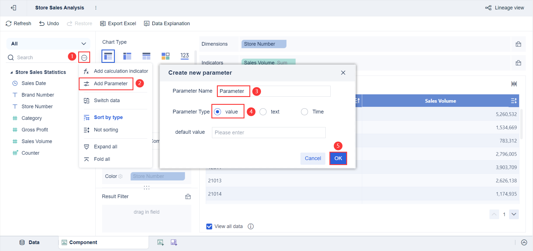 Dynamically Filtering Data Through Binding The Parameter In Field Filter Finebi Help Document